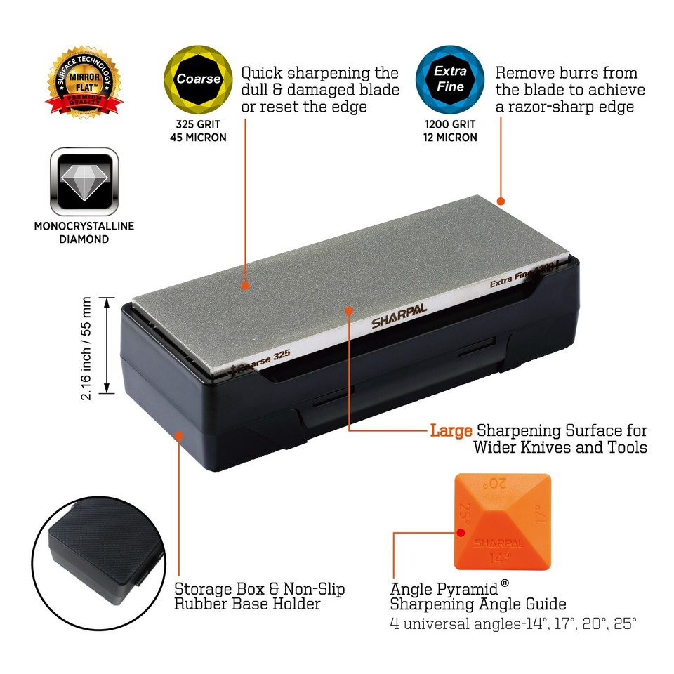 SHARPAL 162N Dual 325/1200 Grit Diamond Sharpening Stone Knife ...