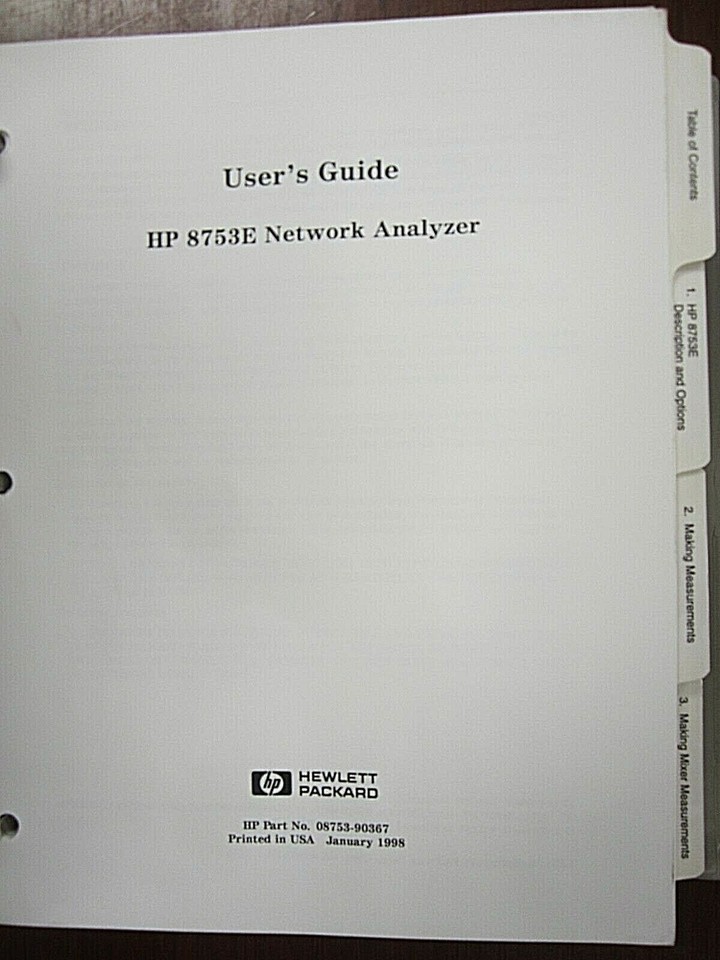 HP 8753E Network Analyzer User's Guide 08753-90367 | eBay