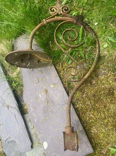 Antique Vintage Rare Swan Neck Cast Iron Wrought Street Light Lampost ...