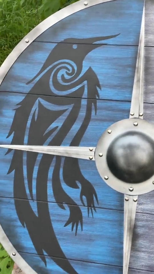 Viking Raven Wooden Shield Valhalla Norse Warrior Decor Replica 24 Inch ...