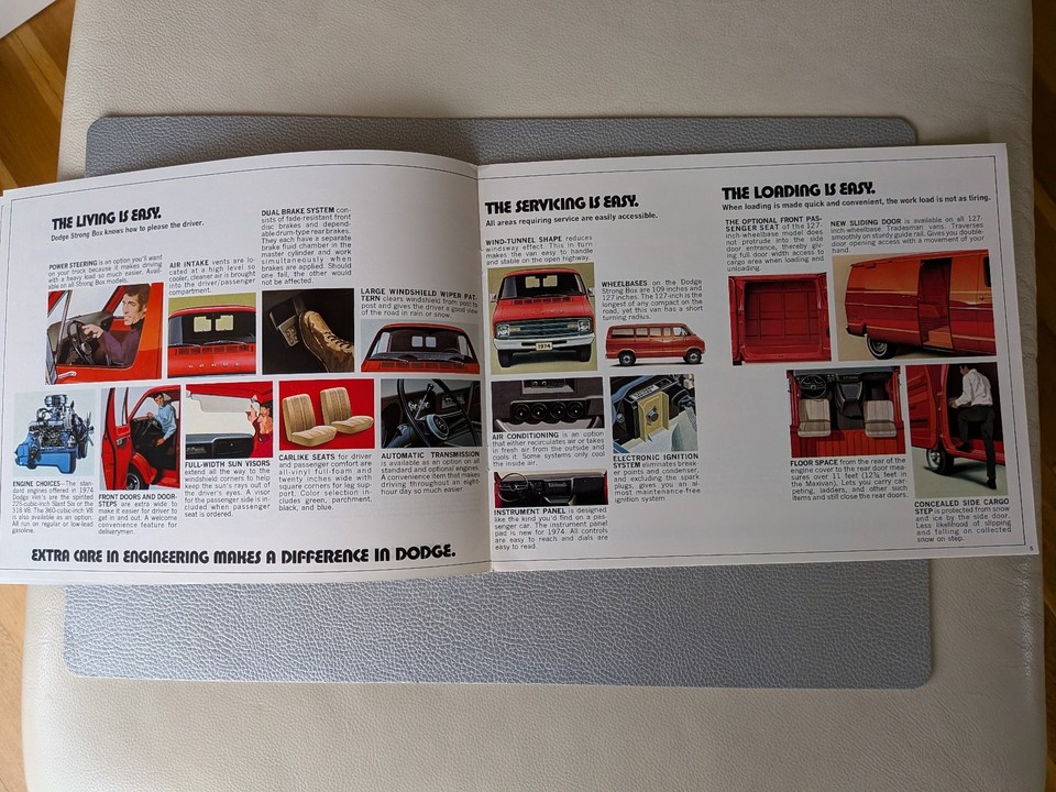 USA Prospekt Dodge Tradesman Vans u. Kary Van 8/1973, Mj. 1974 ...