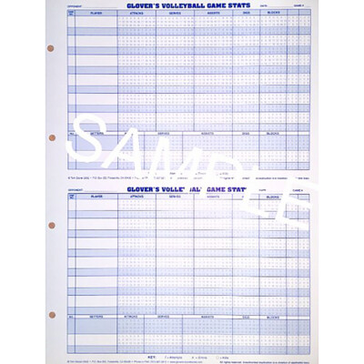 Glover's Volleyball Game Stat Charts - 11 x 14.5 - 140 Games/Pack | eBay