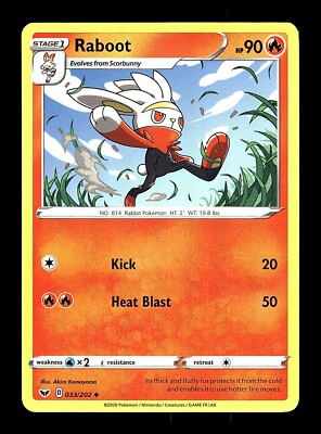 Pokemon Sword & Shield Base Set Raboot 033/202 | eBay