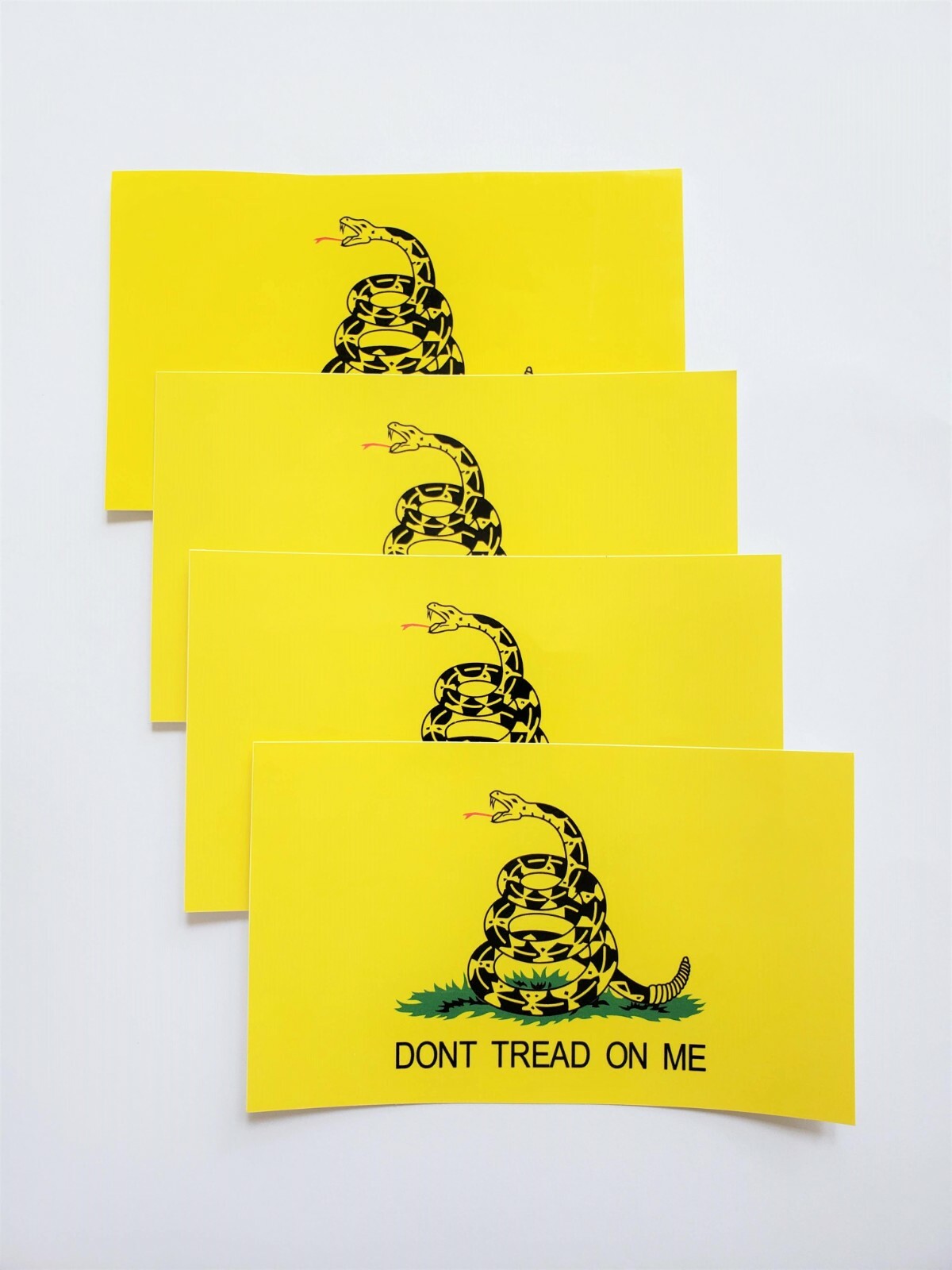 4 GADSDEN FLAG STICKERS VINYL STICKER DECAL DONT TREAD ON ME BUMPER ...