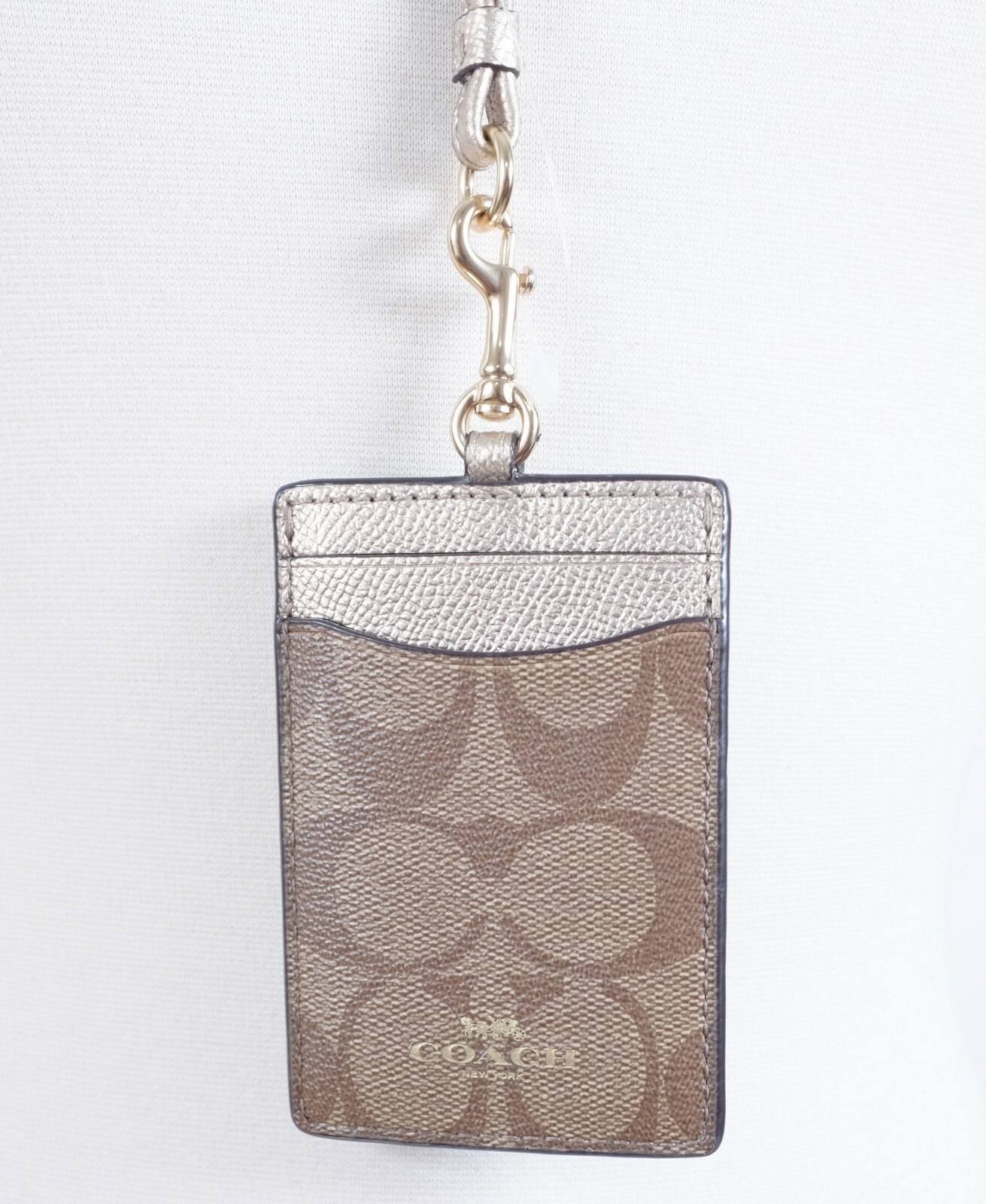 Coach ID Lanyard In Signature Canvas silver leather w… - Gem