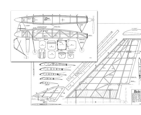 Bicki Delta Wing Pusher 55" WS RC Model Airplane Printed Plans ...