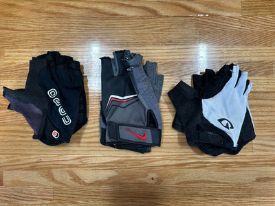 Lot of Three pairs short finger Road Gloves 1 pair L and 2 pair XL #118 ...