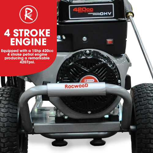 Petrol Pressure Washer RocwooD Max 5000PSI ELECTRIC START 420cc Plus ...