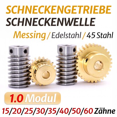 1 Modul 15 bis 60 Zähne Messing Schneckengetriebe Worm Zahnräder ...