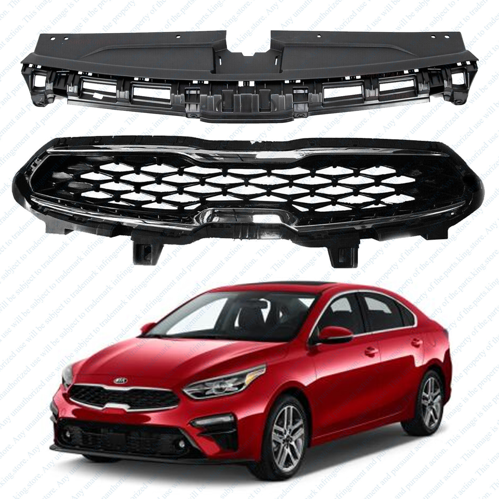 For 2019 2020 2021 Kia Forte Front Upper Grille & Radiator Sight Cover ...