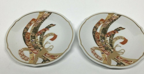 Japanese Hand-Painted Noshi Ribbon Motif Plates set of 2 | eBay