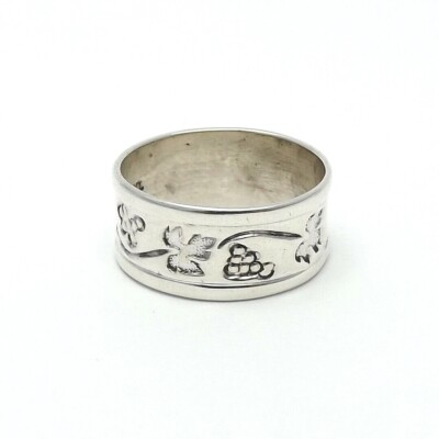 Vintage Ed Levin Sterling Silver Grapevine Grapes & Leaves Wedding Band ...