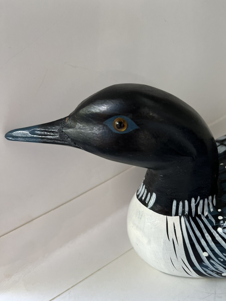 Common Loon Duck decoy hunting folk art hand carved/handpainted wood ...