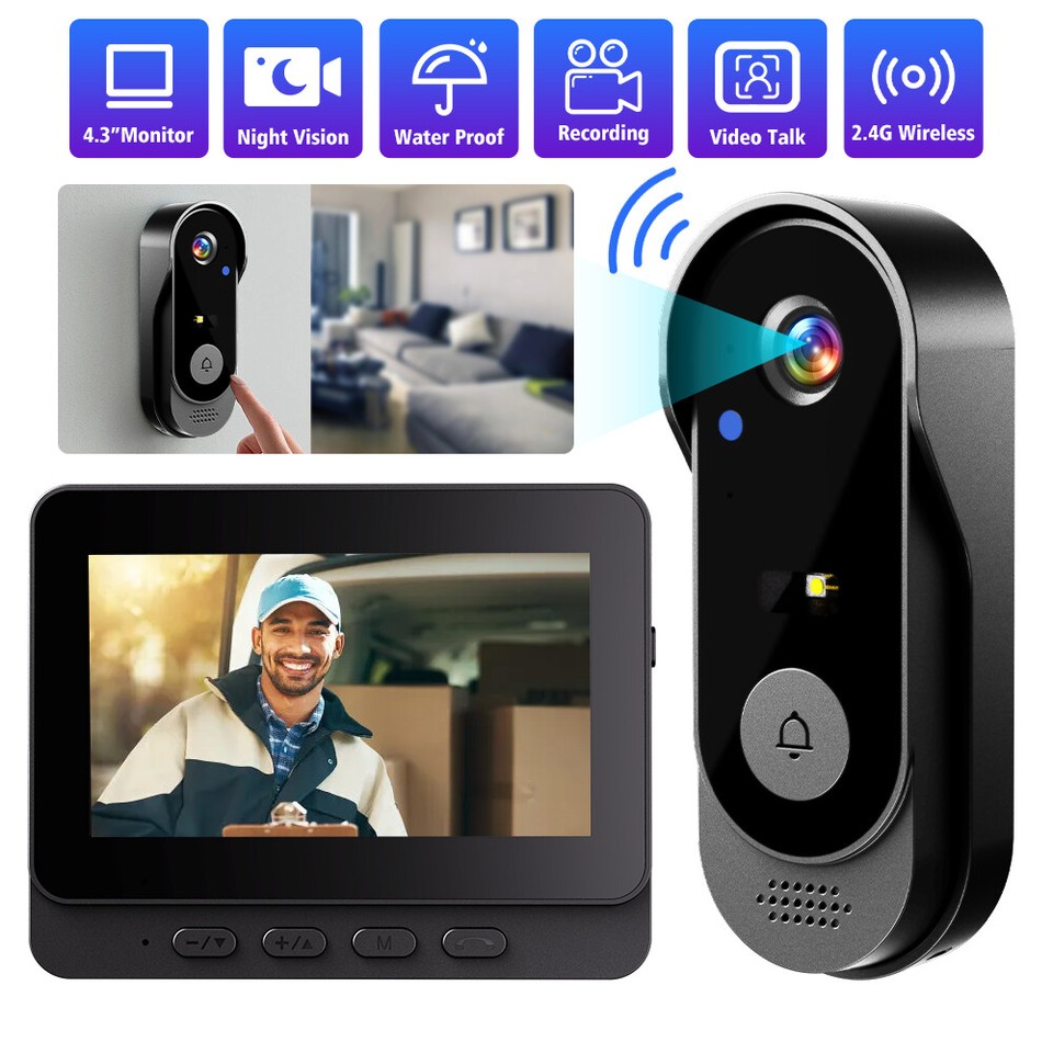 Wireless Security Smart Doorbell Intercom Two-Way Video Camera Bell ...