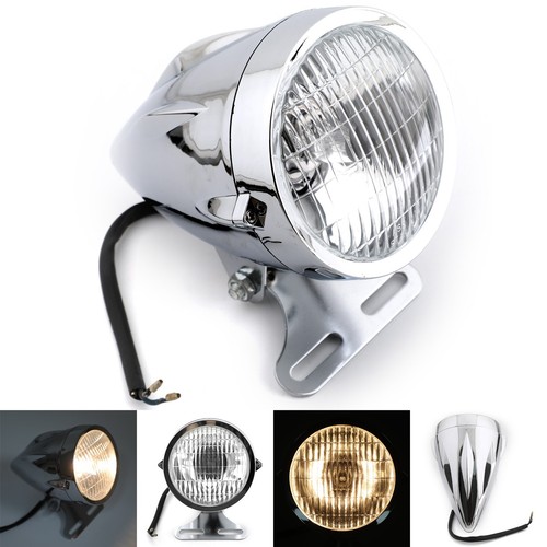 Chrome Bullet Headlight Lamp 4 3/4" Motorcycle For Hy Chopper Bobber ...