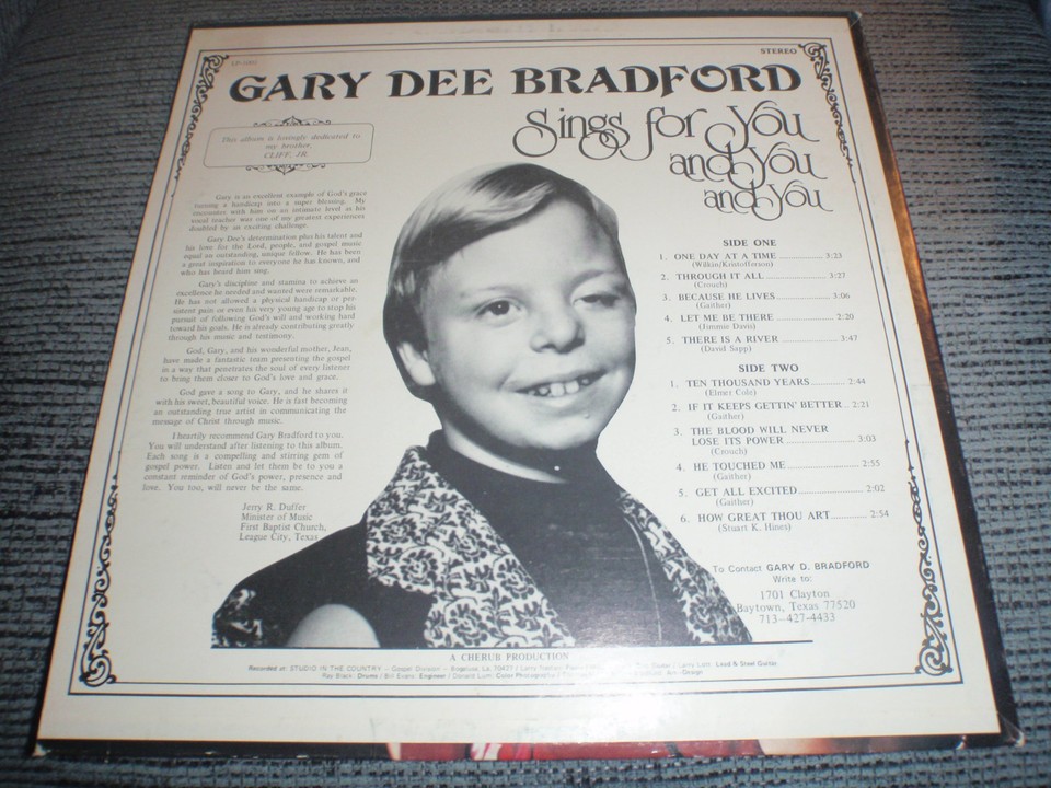 Baytown, Texas – Gary Dee Bradford Sings for You – Phocomelia ...