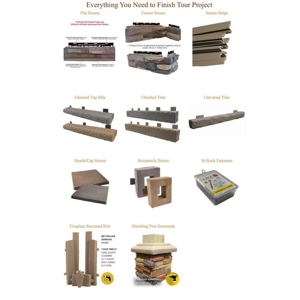 M-Rock Stone Veneer Siding 20"W Premium-grade Concrete Stone Veneer ...