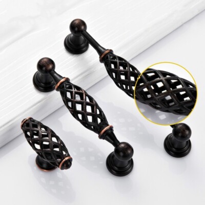 1x Retro Black Cabinet Handle Bird Cage Knob DIY Wardrobe Drawer Room ...