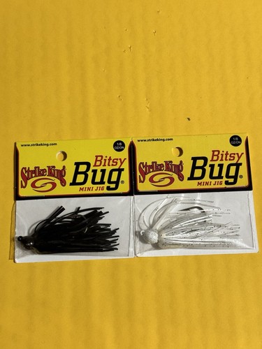 Lot of 2 Strike King Bitsy Bug Mini Jig 1/8oz Black / White | eBay