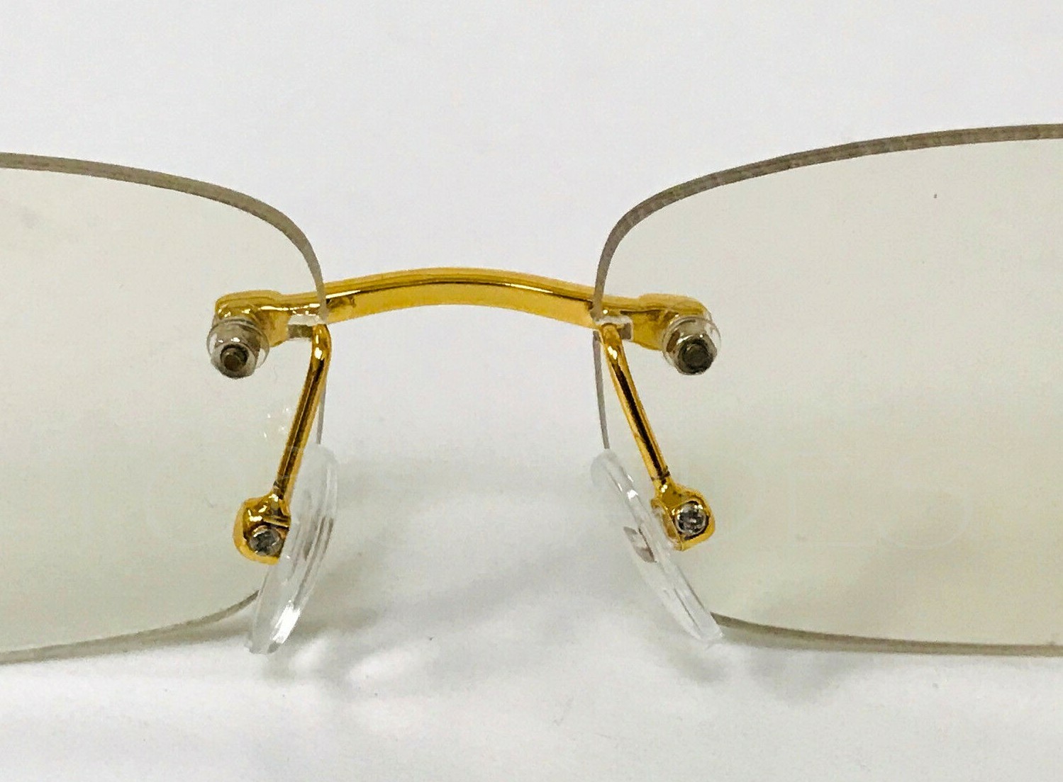 Men's Elegant Sophisticated Square Gold Rimless Frame Clear Lens Eye ...