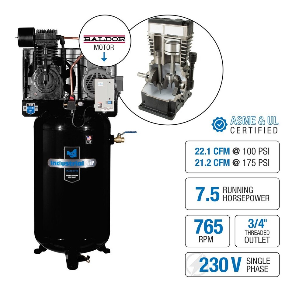 Industrial Air 7.5-HP 80-Gallon Two-Stage Air Compressor (230V 1-Phase ...