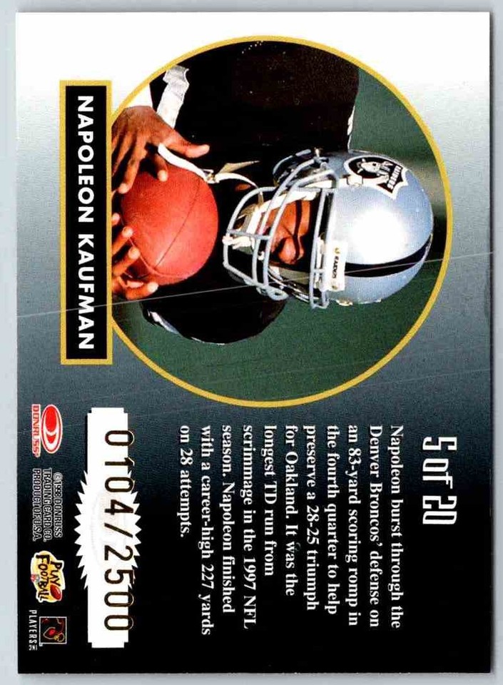 1998 Leaf Rookies And Stars Napoleon Kaufman #5 OF 20 Football Card | eBay