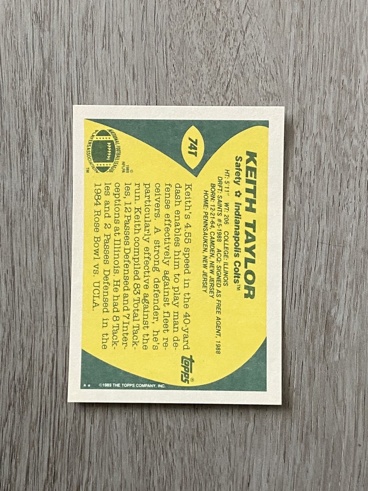 1989 NFL Topps Traded Football | Keith Taylor RC | #74T | Indianapolis ...