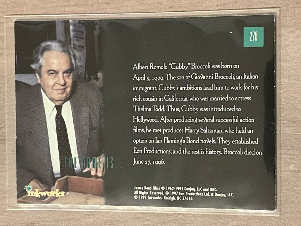 James Bond Actors - James Bond 007 Trading Card. Connery, Moore, Dalton ...