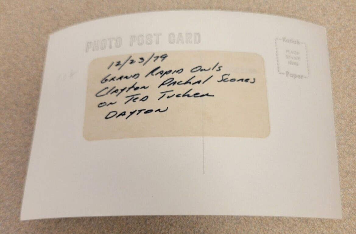 1979-80 GRAND RAPIDS OWLS vs DAYTON GEMS IHL HOCKEY PHOTO POSTCARD TED ...