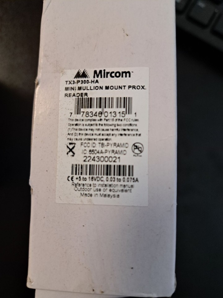 NIB TX3-P300-HA MIRCOM - MINI MULLION MOUNT PROX. READER | eBay