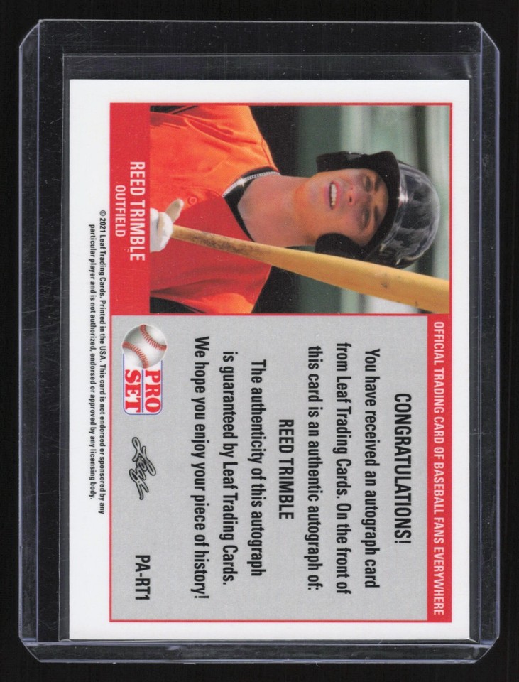2021 Leaf Pro Set Metal Reed Trimble XRC Rookie Auto Red Wave Orioles ...