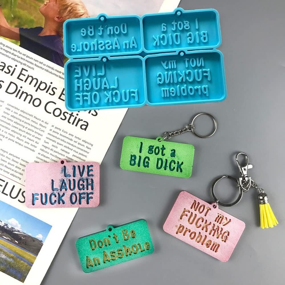 2Pcs Silicone Molds Swear Words Keychain Rude Sayings Art Cuss Words ...