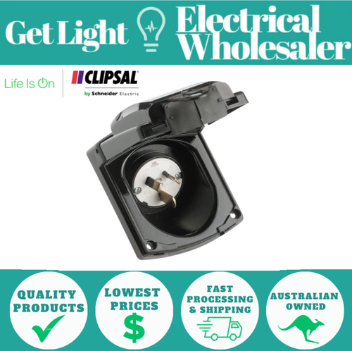 Clipsal - Black External 15Amp Power Inlet - 435VFS15-BK - Caravan/RV ...