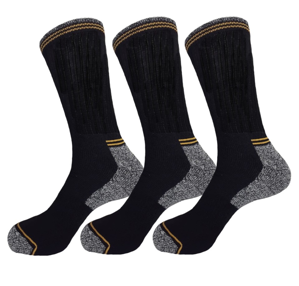6PK MEN'S LONG CREW WORK SOCKS COTTON INDUSTRIAL SOCKS REINFORCED HEEL ...