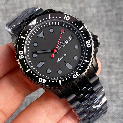 20ATM 42mm Tandorio Sterile Black Dial NH35A Automatic Mens Watch Black ...