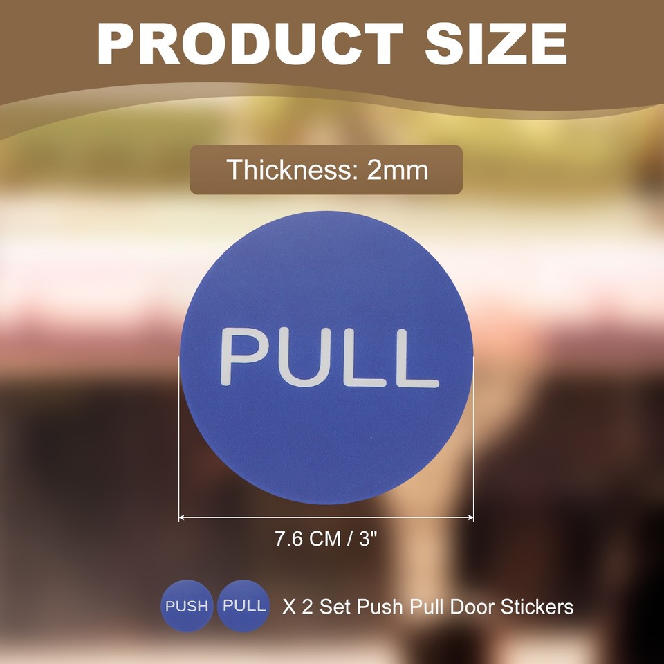 2Set Push Pull Door Stickers, 3in Push and Pull Signs Plate, Round ...