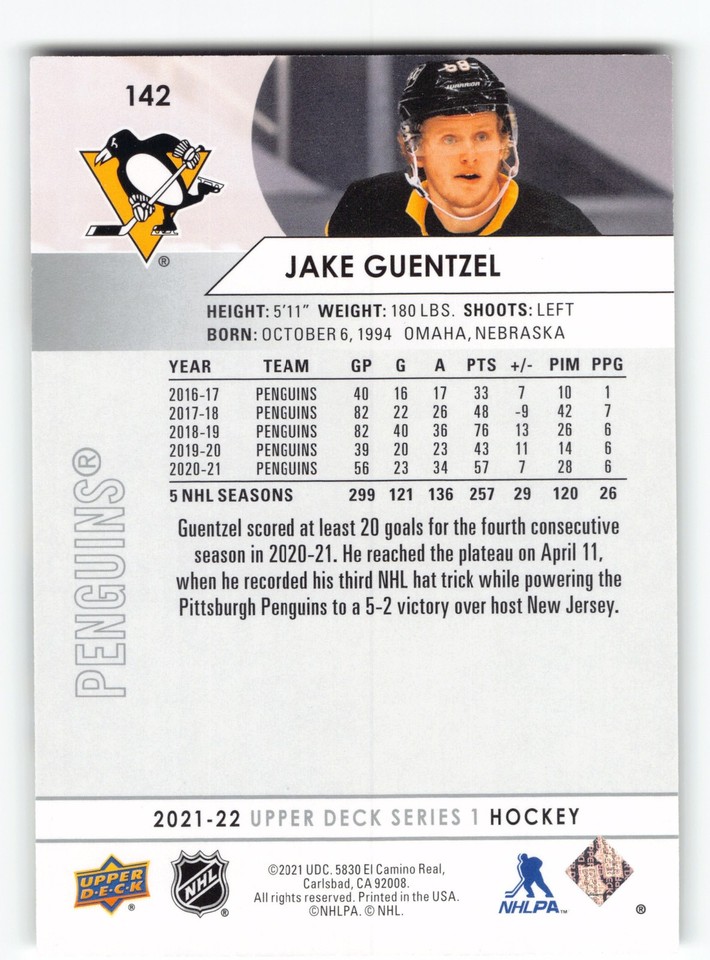 Jake Guentzel 2021-22 Penguins Card | eBay