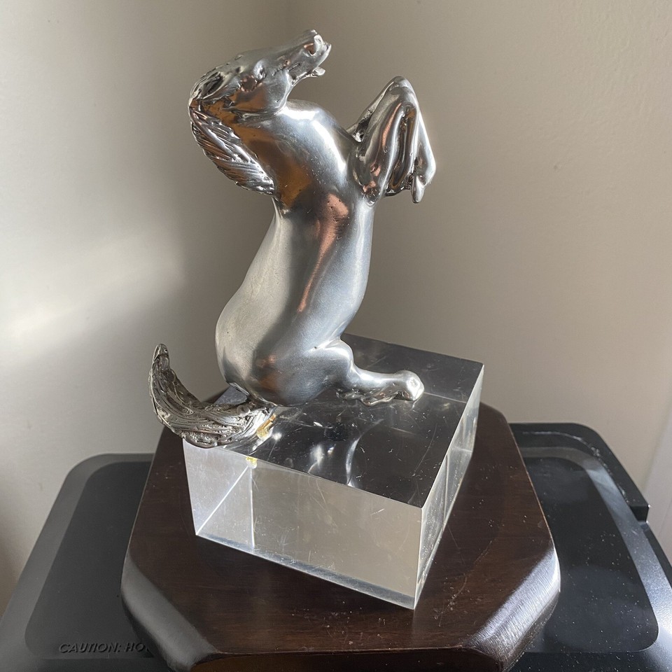 Castor Cooper Vintage MCM Pewter HORSE Sculpture on Lucite Base ...