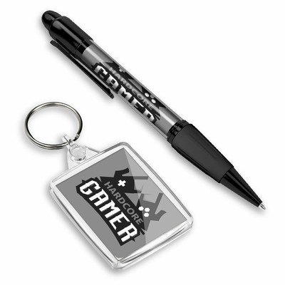 Pen & Keyring (Rectangle) - BW - Hardcore Gamer Cool Sign #36360 | eBay