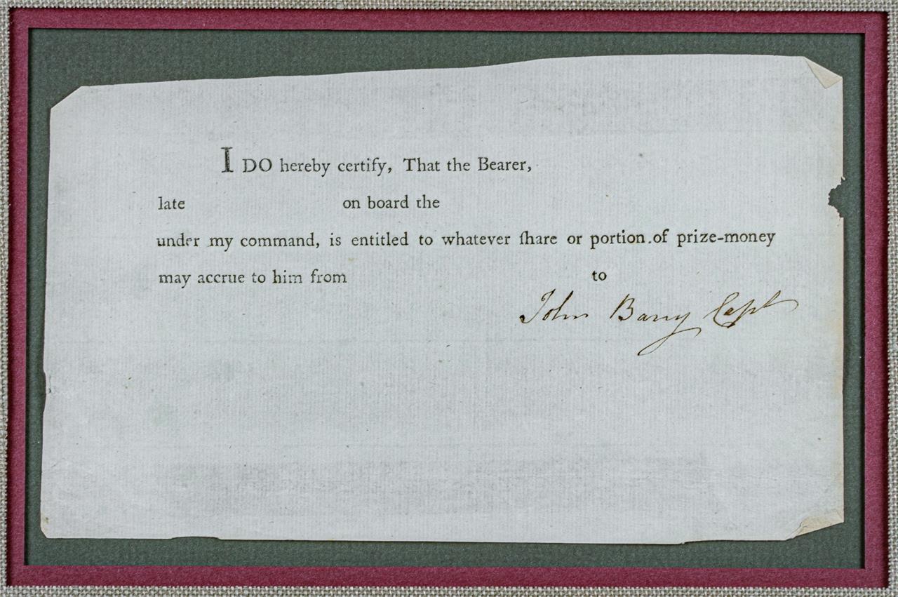 RARE REVOLUTIONARY WAR NAVAL CAPTAIN JOHN BARRY SIGNED DOCUMENT ...