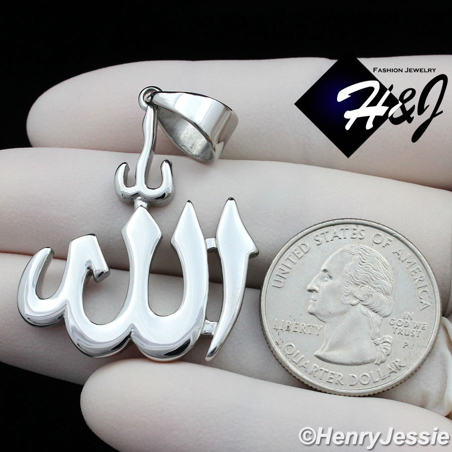 20"MEN Stainless Steel 3mm Silver Box Chain Necklace Muslim Allah ...