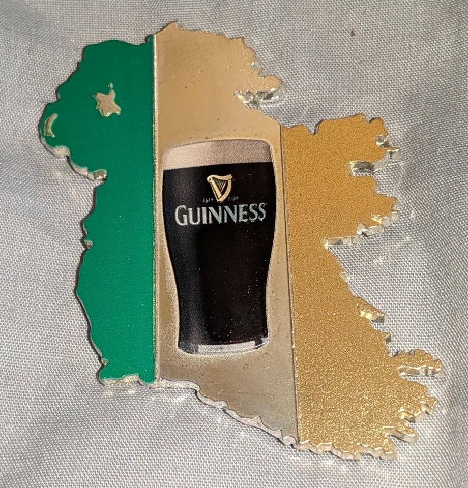 Guinness Gold Silver Ireland Map Flag Coin Bottle Label Dublin Pub Beer ...
