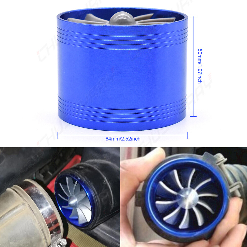 Blue Car Air Intake Turbonator Single fan Turbine Gas Fuel Saver Turbo ...