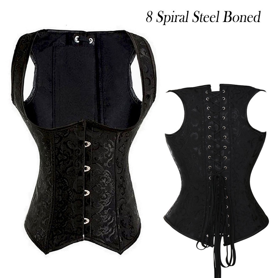 Sexy Bustier Underbust Corset Lace Up Women Boned Top Steampunk Basque ...