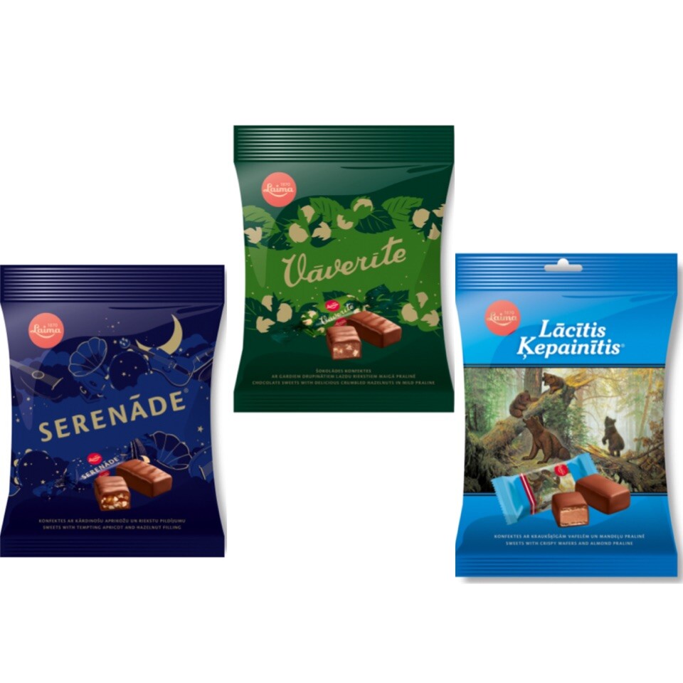 3x Laima CHOCOLATE CANDY“Serenāde”,”Vāverīte” “Lācītis Ķepainītis ...
