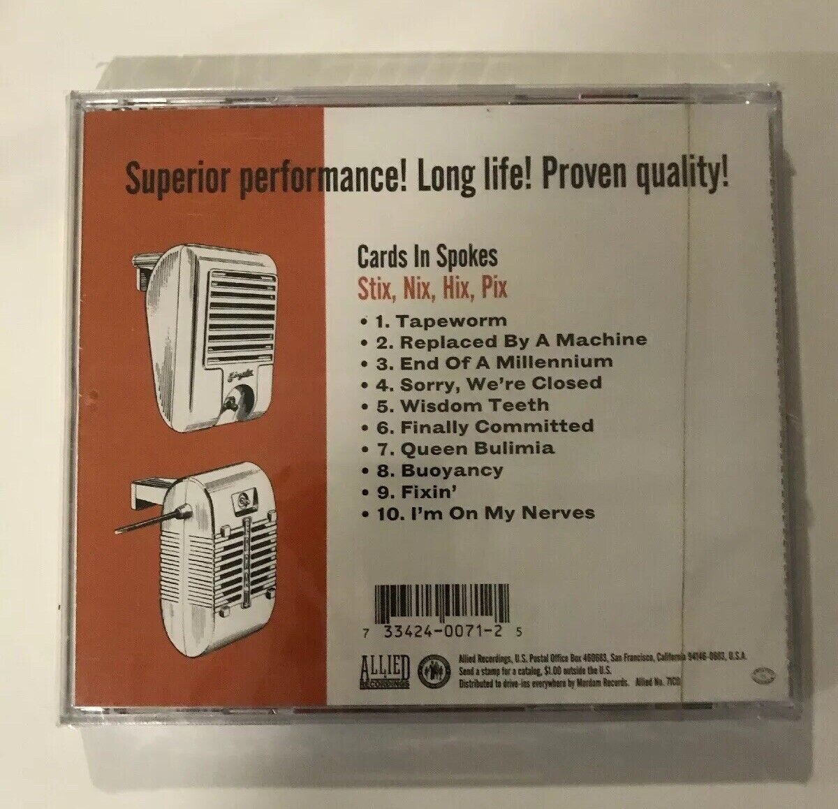 New Sealed- CARDS IN SPOKES - Stix Hix Nix Pix - CD - 733424007125| eBay