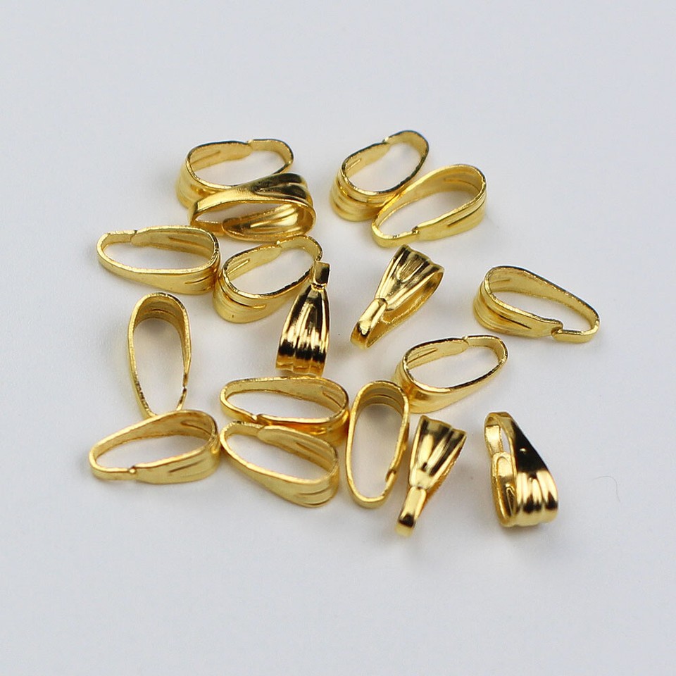 100pcs 7x3mm Snap-on Pendant Clasps Connectors Bails Clips for Necklace ...