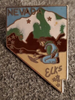 Vintage Elks Lodge Nevada Cap Hat Lapel Jacket Pin Pinback Miner ...