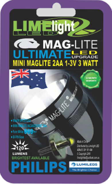 MagLite Upgrade LED Mini AA 3w Bulb Globe for Flashlight Torch 1-3v 120 ...