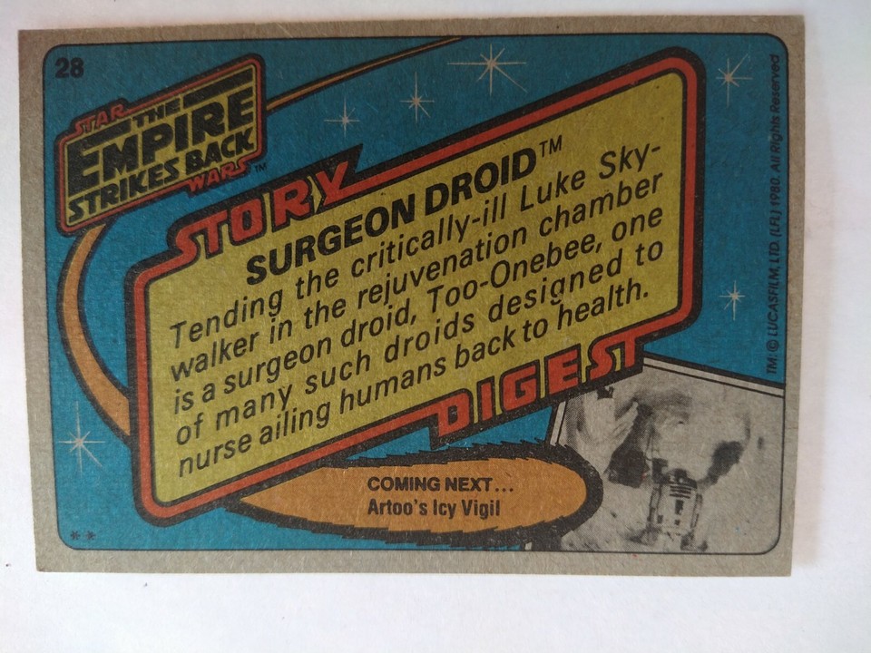 1980 Star Wars Empire Strikes Back #28 Surgeon Droid NM SEE DESCRIPTION ...